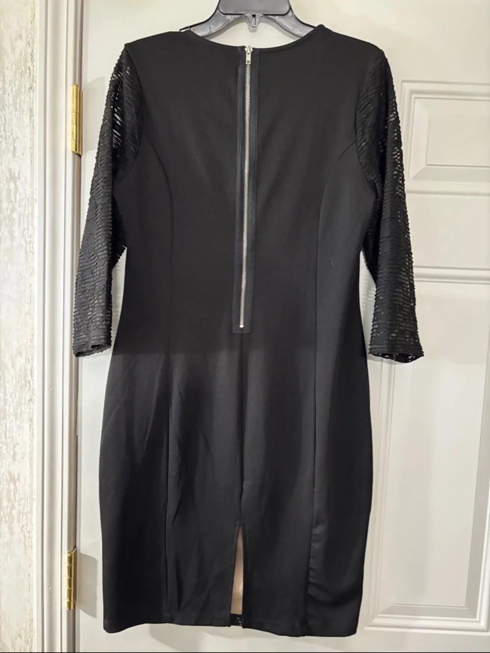 VENUS | Dresses | Venus Black Lacepanel Sheath Dress With Fauxleather ...